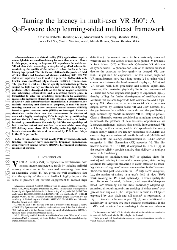 Pdf Taming The Latency In Multi User Vr 360° A Qoe Aware Deep Learning Aided Multicast Framework