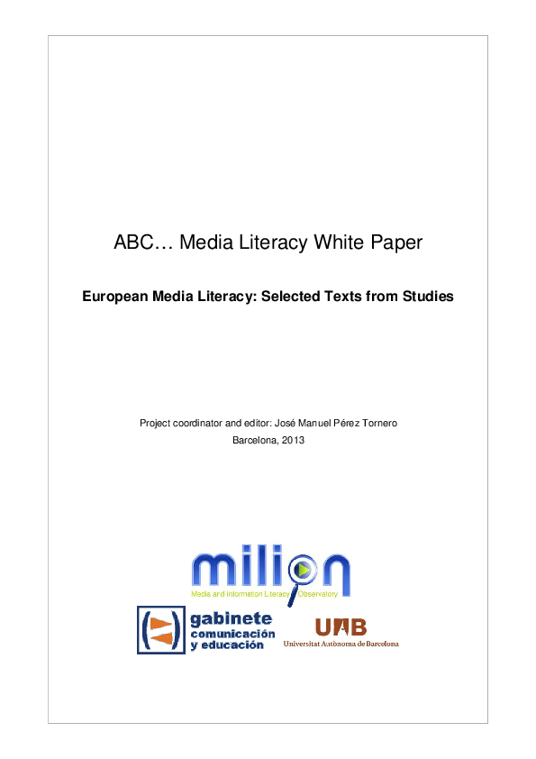(PDF) ABC… Media Literacy White Paper. European Media Literacy ...
