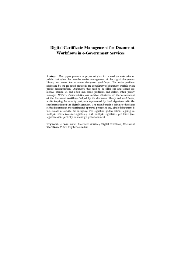 (PDF) Digital certificate management for document workflows in E ...