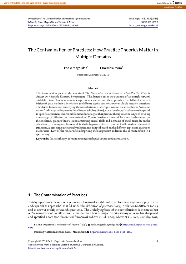 (PDF) The Contamination of Practices: How Practice Theories Matter in ...
