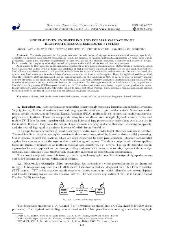 (PDF) Model-Driven Engineering and Formal Validation of High-Performance Embedded Systems