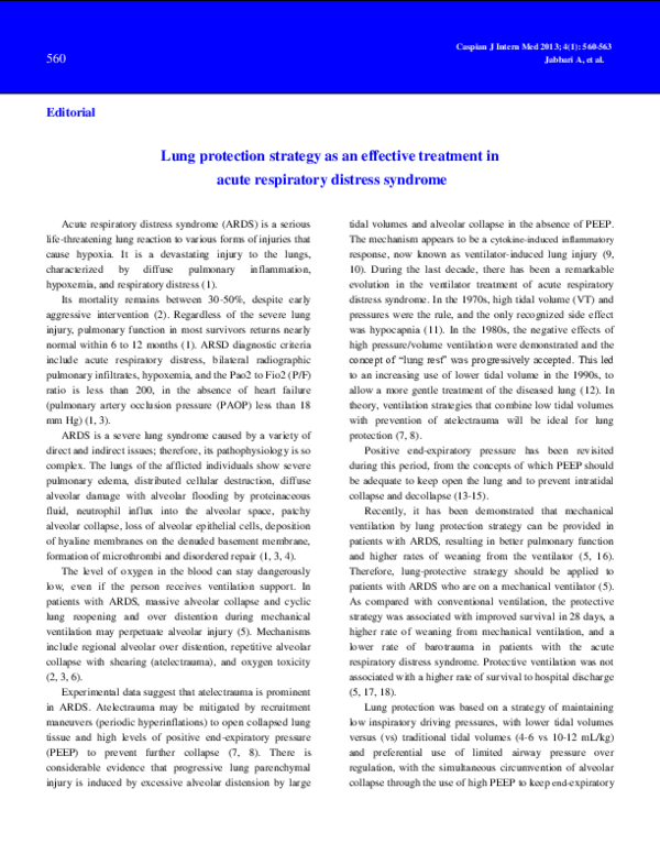 (PDF) Lung protection strategy as an effective treatment in acute ...