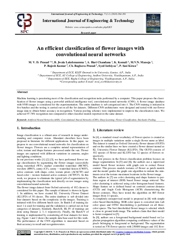 Pdf Efficient Flower Image Classification With Cnns