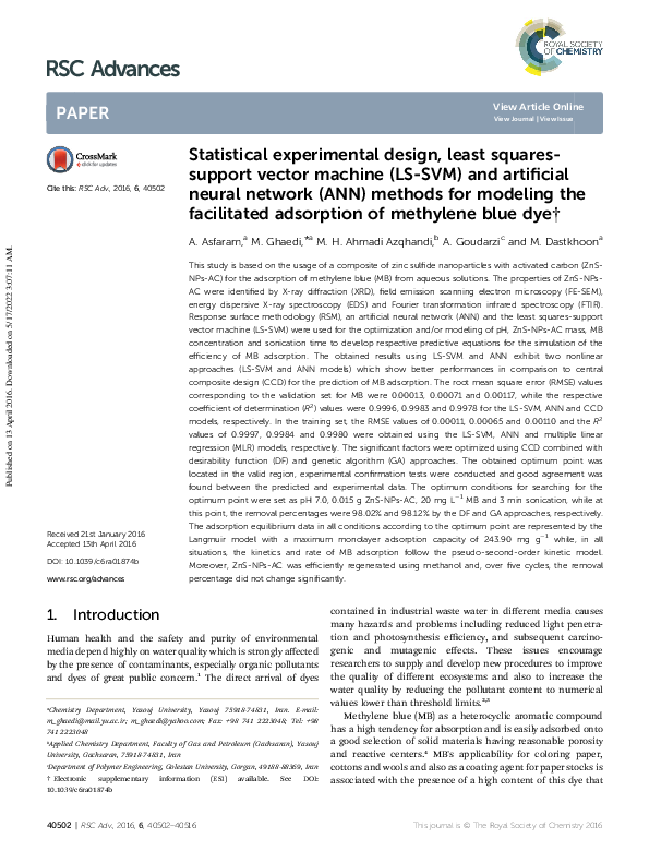 (PDF) Statistical experimental design, least squares-support vector machine (LS-SVM) and ...