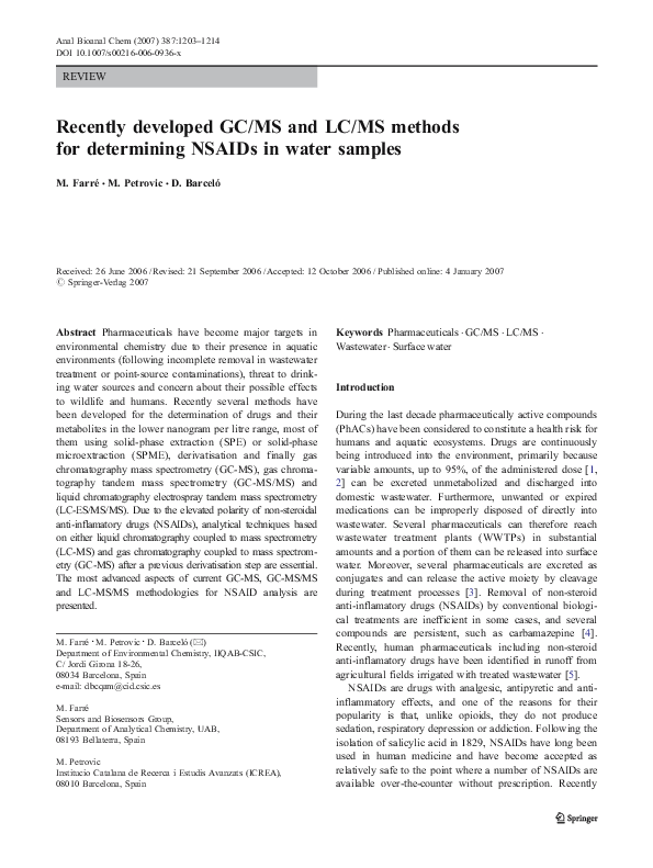 (PDF) Recently developed GC/MS and LC/MS methods for determining NSAIDs ...