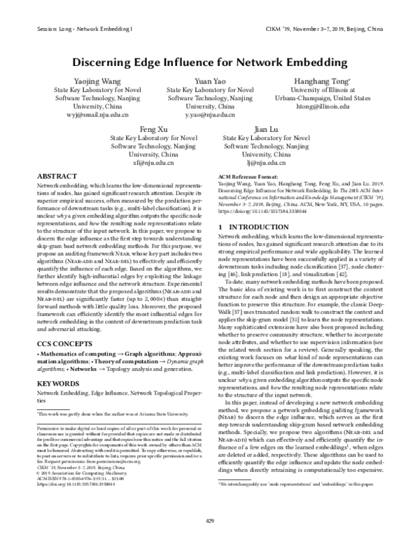 (PDF) Discerning Edge Influence for Network Embedding