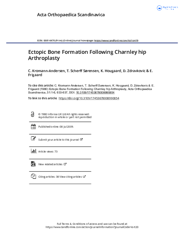 (PDF) Ectopic Bone Formation Following Charnley hip Arthroplasty ...
