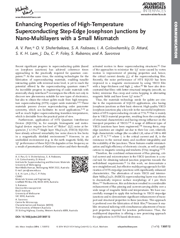 (PDF) Enhancing Properties of High-Temperature Superconducting Step-Edge Josephson Junctions by ...