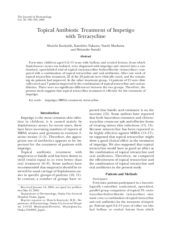 (PDF) Topical antibiotic treatment of impetigo with mupirocin