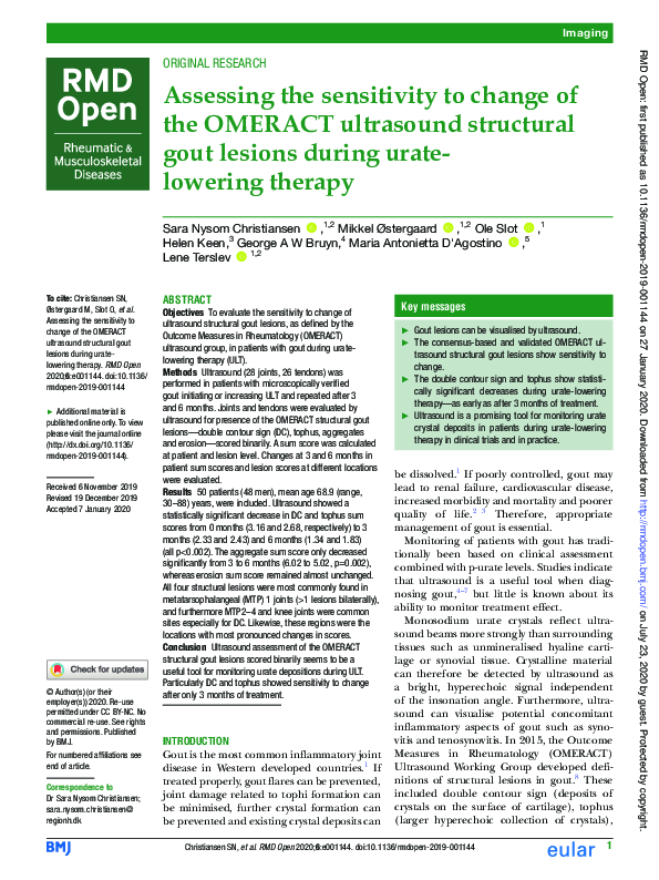 (PDF) Assessing the sensitivity to change of the OMERACT ultrasound ...