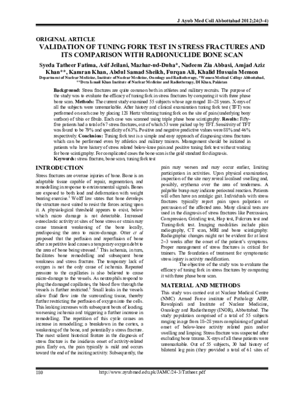 (PDF) Validation of tuning fork test in stress fractures and its ...