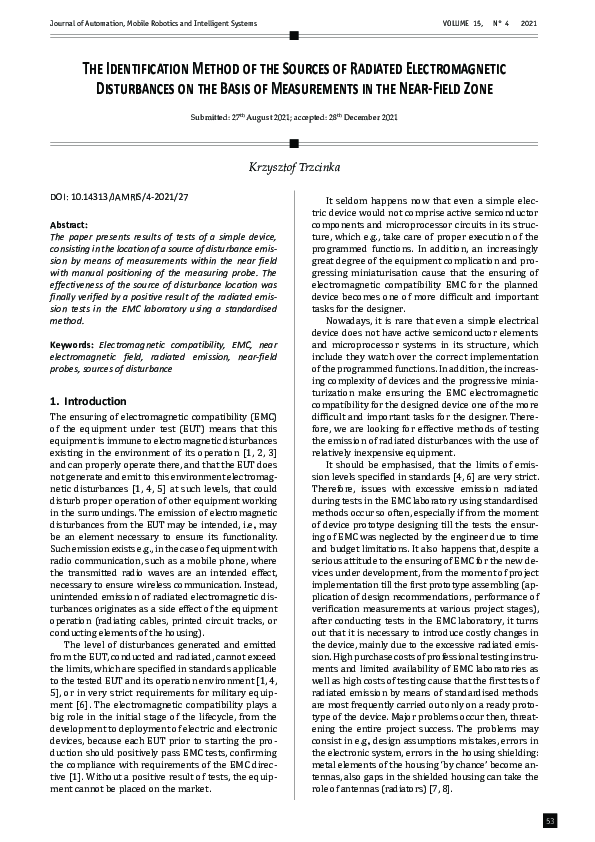 (PDF) The Identification Method of the Sources of Radiated Electromagnetic Disturbances on the ...