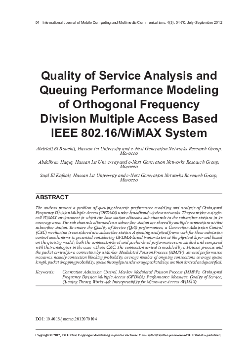(PDF) Quality of Service Analysis and Queuing Performance Modeling of Orthogonal Frequency ...