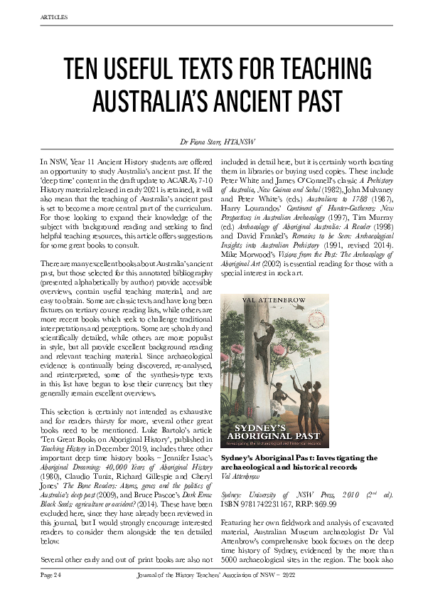 (PDF) Ten Useful Texts for Teaching Australia's Ancient Past