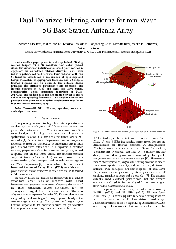 (PDF) Dual-Polarized Filtering Antenna for mm-Wave 5G Base Station Antenna Array