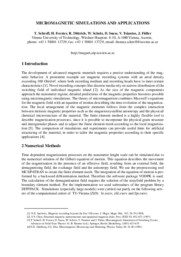 (PDF) Micromagnetic simulations and applications