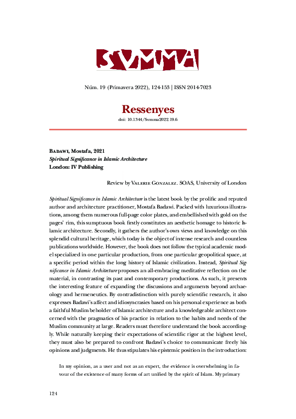(PDF) Book review of 'Badawi, Mostafa, 2021, Spiritual Significance in ...