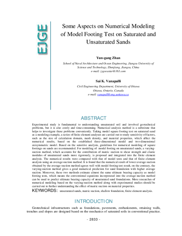 (PDF) Some Aspects on Numerical Modeling of Model Footing Test on ...