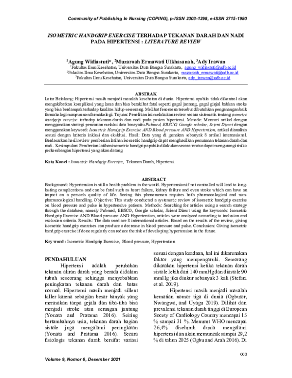 (PDF) Isometric Handgrip Exercise Terhadap Tekanan Darah Dan Nadi Pada ...