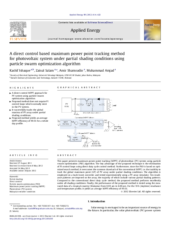 (PDF) A direct control based maximum power point tracking method for ...