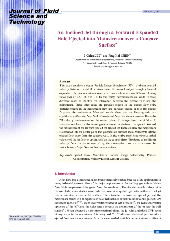 (PDF) An Inclined Jet through a Forward Expanded Hole Ejected into ...