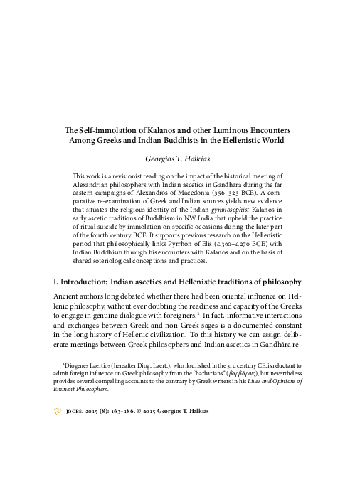 (PDF) The Self-immolation of Kalanos and other Luminous Encounters ...