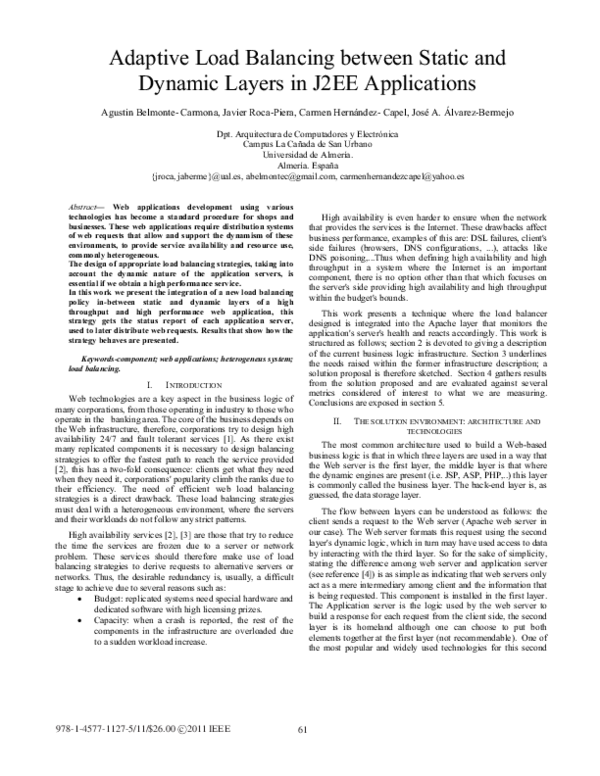 Pdf Adaptive Load Balancing Between Static And Dynamic Layers In J2ee