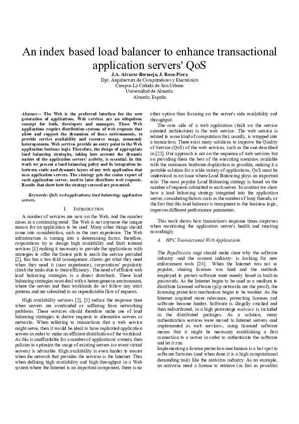 (PDF) An index based load balancer to enhance transactional application servers' QoS