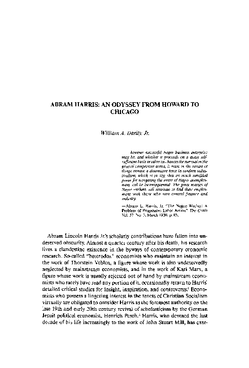 (PDF) Abram Harris: An Odyssey from Howard to Chicago
