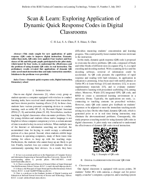 (PDF) Scan & Learn: Exploring Application of Dynamic Quick Response ...