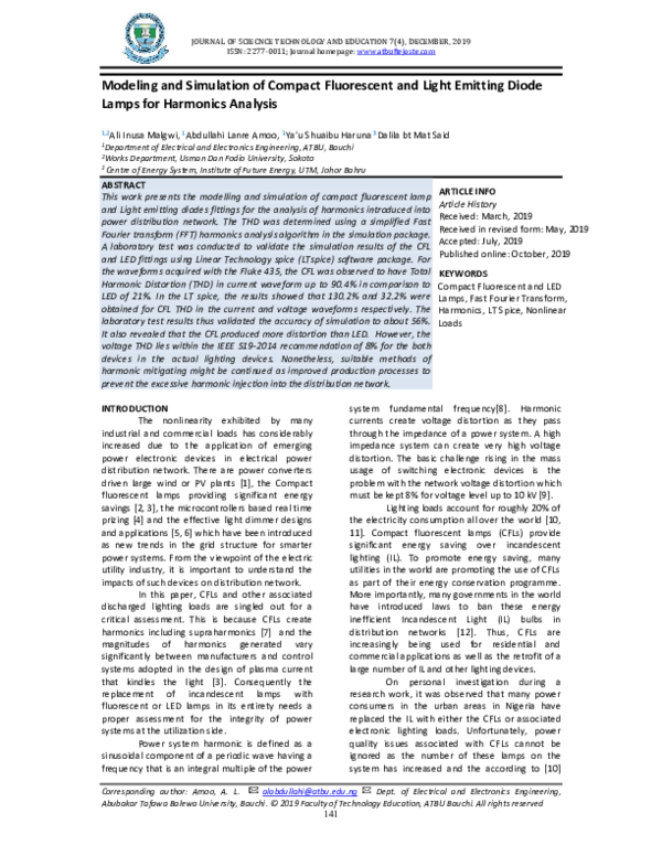 (PDF) Modeling and Simulation of Compact Fluorescent and Light Emitting Diode Lamps for ...