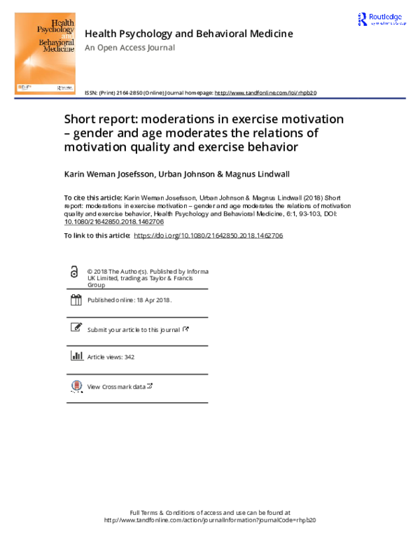 (PDF) Short report: moderations in exercise motivation – gender and age ...