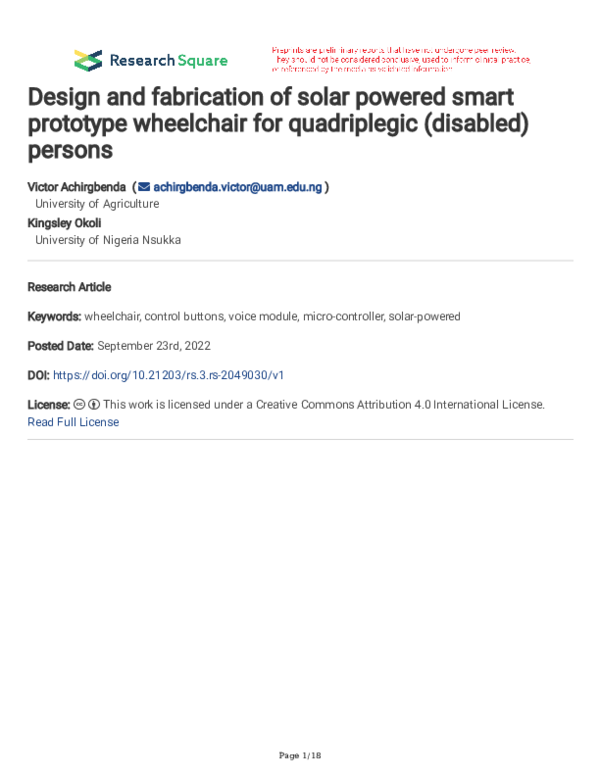 (PDF) Design and fabrication of solar powered smart prototype ...