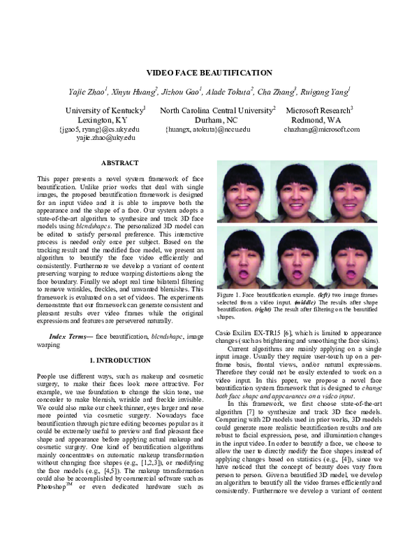 (PDF) Video face beautification