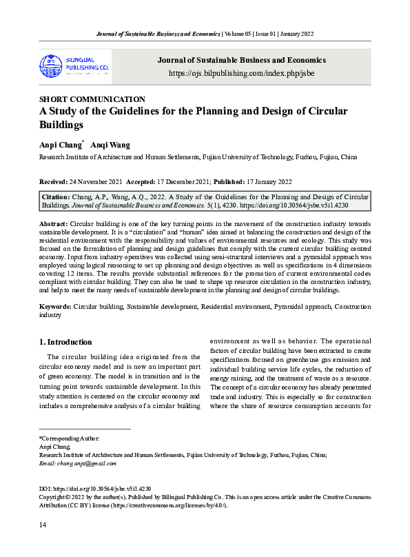 (PDF) A Study of the Guidelines for the Planning and Design of Circular ...