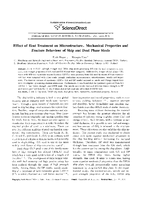 (PDF) Effect of Heat Treatment on Microstructure, Mechanical Properties and Fracture Behaviour ...
