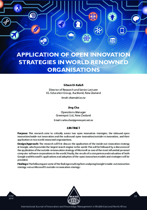 (PDF) Application of Open Innovation Strategies in World Renowned ...