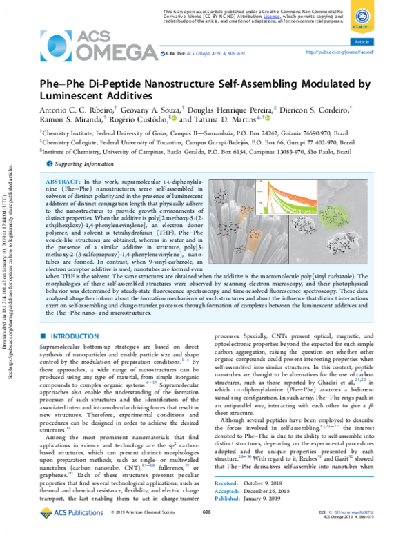 (PDF) Phe–Phe Di-Peptide Nanostructure Self-Assembling Modulated by Luminescent Additives ...