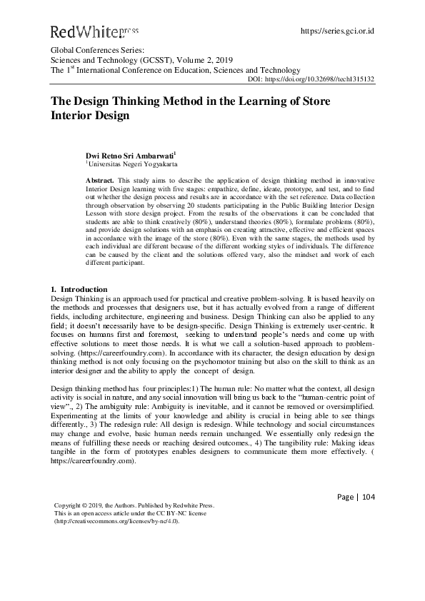(PDF) The Design Thinking Method in the Learning of Store Interior Design