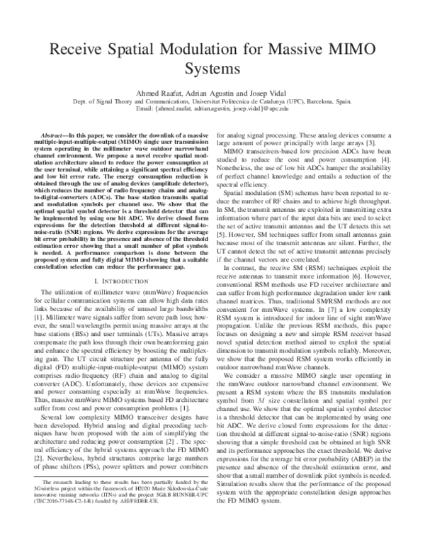 Pdf Receive Spatial Modulation For Massive Mimo Systems