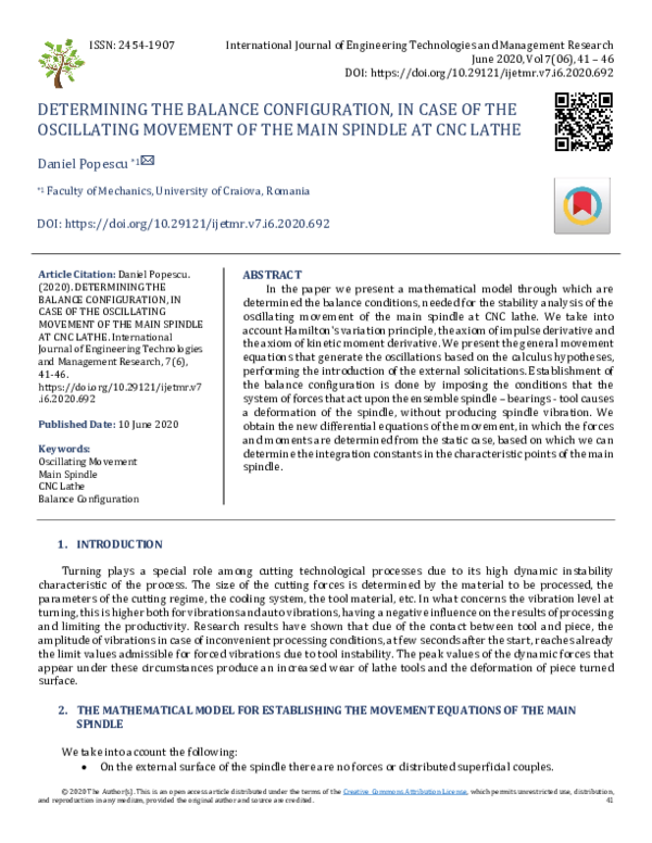 (PDF) Determining the Balance Configuration, in Case of the Oscillating ...