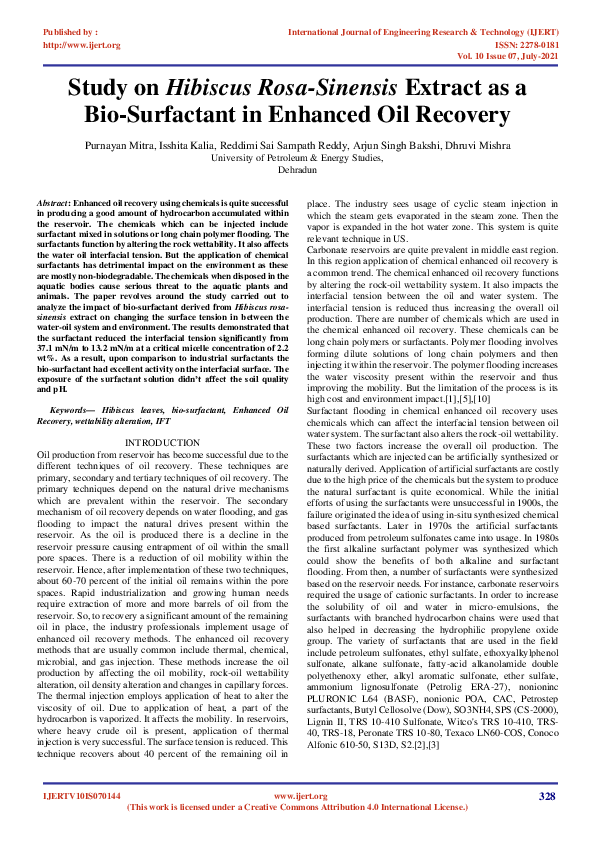 (PDF) Study on Hibiscus Rosa-Sinensis Extract as a Bio-Surfactant in ...