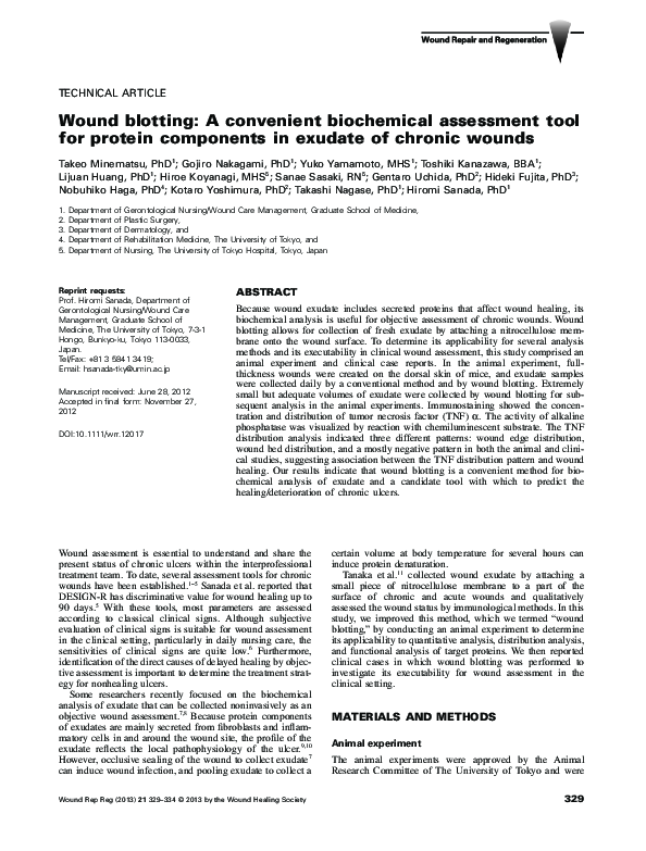 (PDF) Wound blotting: A convenient biochemical assessment tool for ...