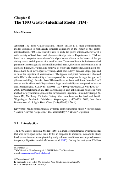 (PDF) The TNO Gastro-Intestinal Model (TIM)
