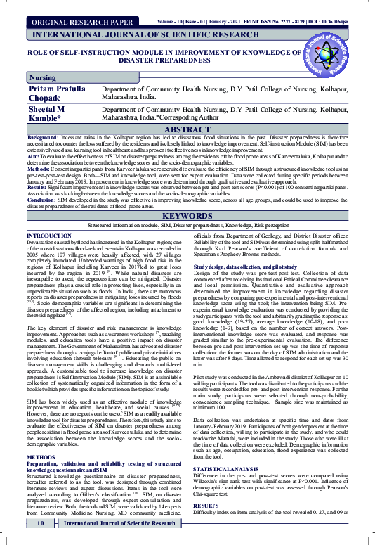 (PDF) Role of Self-Instruction Module in Improvement of Knowledge of ...