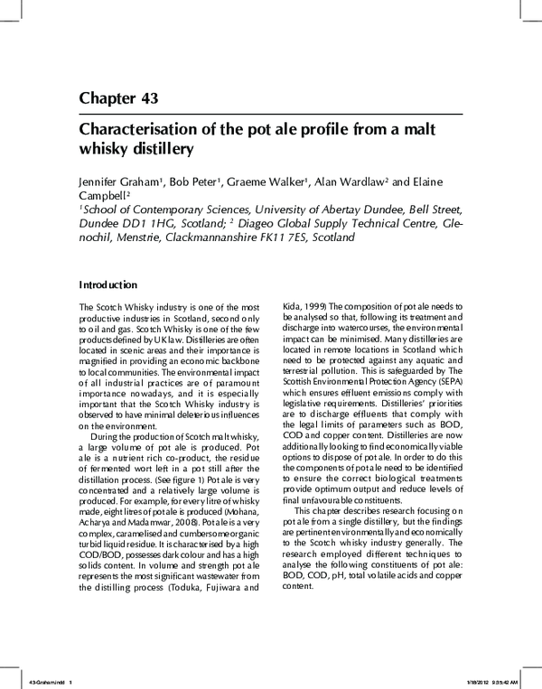 (PDF) Characterisation of the pot ale profile from a malt whisky distillery