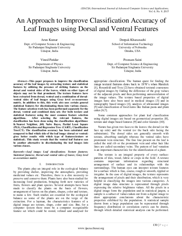 Pdf An Approach To Improve Classification Accuracy Of Leaf Images