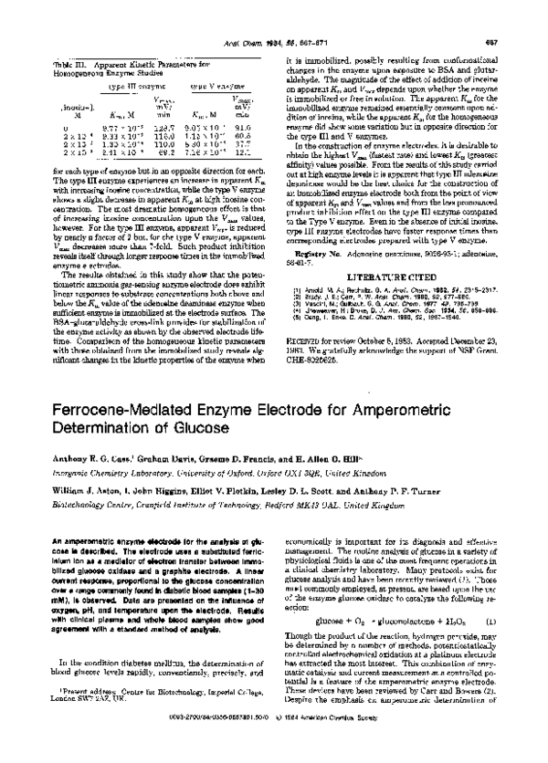 (PDF) Ferrocene-mediated enzyme electrode for amperometric ...