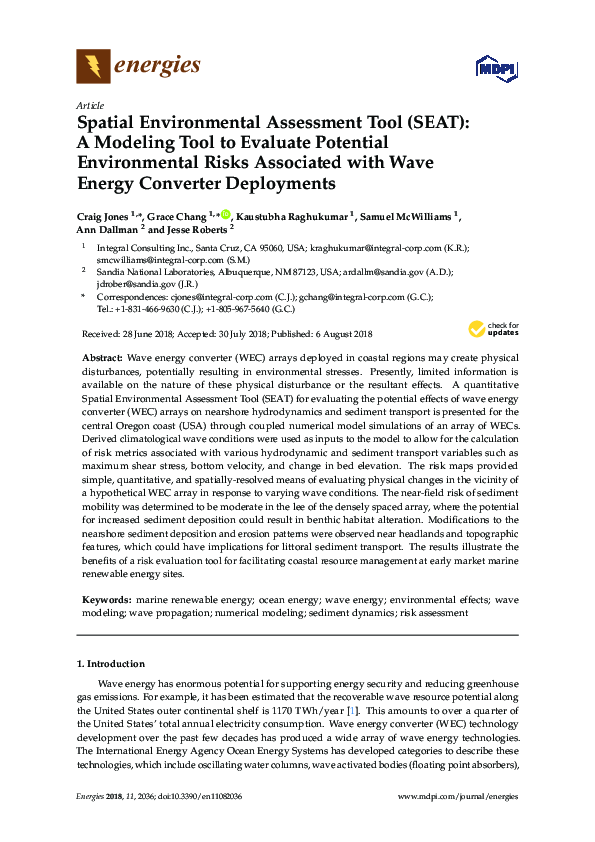 (PDF) Spatial Environmental Assessment Tool (SEAT): A Modeling Tool to Evaluate Potential ...