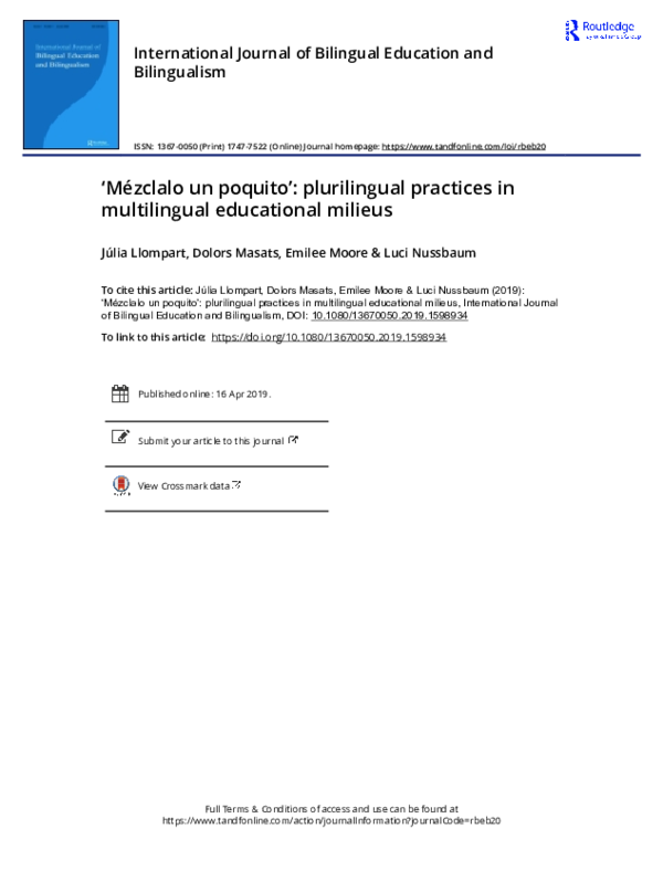 (PDF) ‘Mézclalo un poquito’: plurilingual practices in multilingual ...